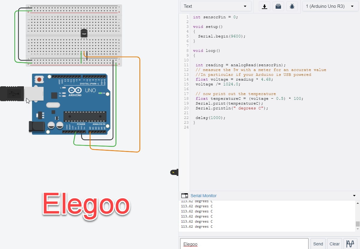 Elegoo Arduino Uno R3 Tempature Sensor Project Engineering Notebook 2592